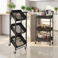 Quality Foldable Trolley Rack Floor Multi-Layer Kitchen Bathroom Bedroom Removable for sale