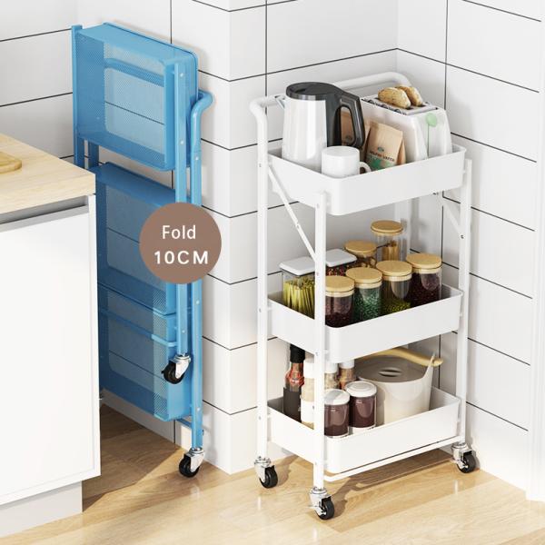 Quality Foldable Trolley Rack Floor Multi-Layer Kitchen Bathroom Bedroom Removable for sale