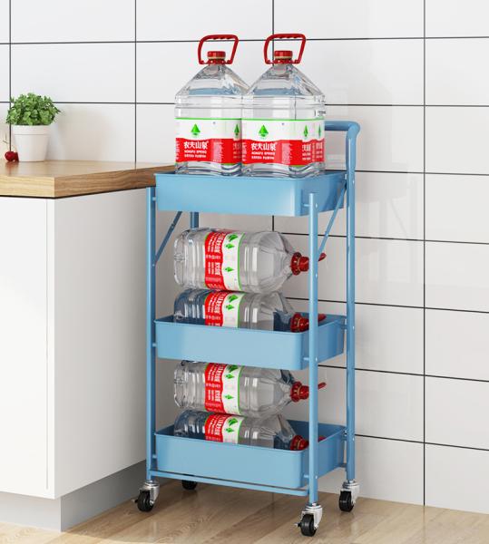 Quality Foldable Trolley Rack Floor Multi-Layer Kitchen Bathroom Bedroom Removable for sale