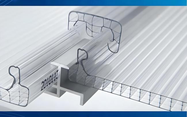 Four-layer U-lock polycarbonate sheet close-up showing structure