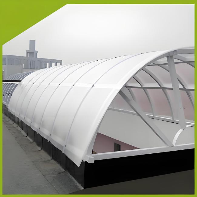 Close-up detail of U-lock connection system on polycarbonate sheets