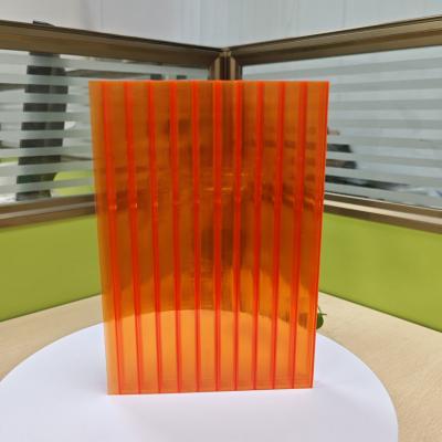 China Temperature Resistant 16mm Orange Polycarbonate Hollow Sheet From -40 Deg C To 120 Deg C for sale