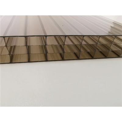 China Four-layer PC Hollow Sheet Twin-wall Honeycomb Protective PE Film Covered Both Sides Lightweight Strong Transparent Panel for sale