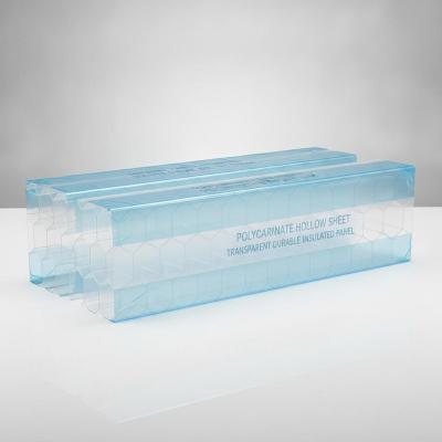 China Original Place Guangdong Protective PE Film Covered On Both Sides Polycarbonate Hollow Sheet Transparent Durable Insulated Panel for sale