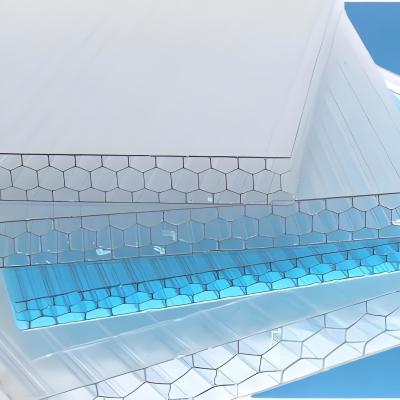 China Polycarbonate Hollow Sheet PC Hollow Sheet Four-layer Twin-wall Honeycomb Panel Original Place Guangdong Strong Impact Resistance for sale