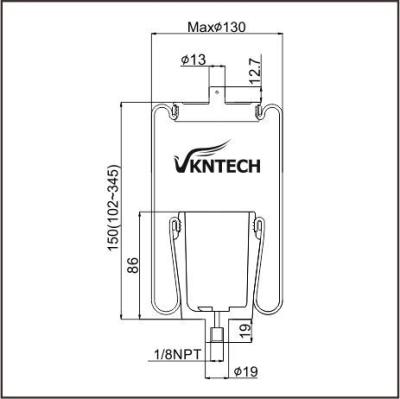 China CABIN AIR SPRING 1102-0043 (FRT.NBD-13262 FIP-102215 WHITE KW,MACK)  Firestone W02-358-7056  REPLACED BY VKNTECH 1S7056 for sale