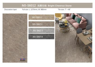 China Het Patroon Vinylbevloering 0.30.6mm Huis Deco Vuurvaste Heldere GKBM Greenpy mj-S6012 van de kastanjesteen Te koop