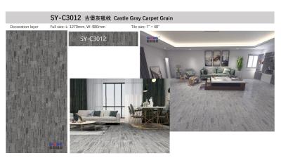 China Castle Grey Carpet Vinyl Flooring 7''X48'' For Office Waterproof GKBM Greenpy SY-C3012 for sale