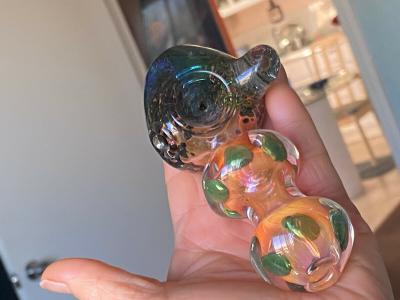 China 4.5“ de Hand Geblazen Blauwe Blizzard van Glaspijpen/Oranjegele Pruiken Te koop