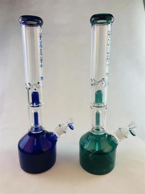 Cina Narghilé a 14 pollici Bong Bubbler della doppia tubatura dell'acqua di vetro scientifica della caffettiera a filtro 5mm in vendita