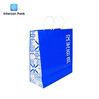 Cina Intercon imballa i sacchi di carta bianchi di Kraft incarta i sacchetti della spesa con le maniglie in vendita