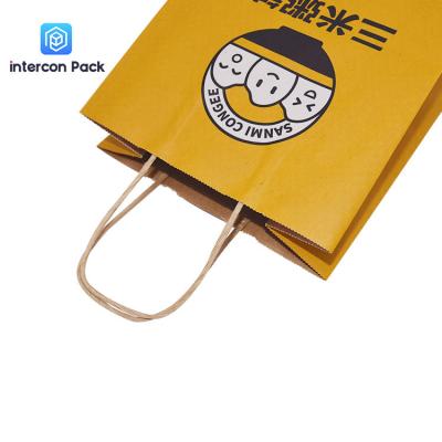 Cina Il colore su misura di Brown dei sacchetti della spesa della carta kraft porta via la borsa dell'alimento in vendita