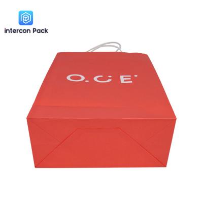 Κίνα Η εκτύπωση όφσετ 16x6x12 που ψωνίζει τοποθετεί τις στριμμένες τσάντες εγγράφου της Kraft λαβών με το λογότυπο σε σάκκο προς πώληση