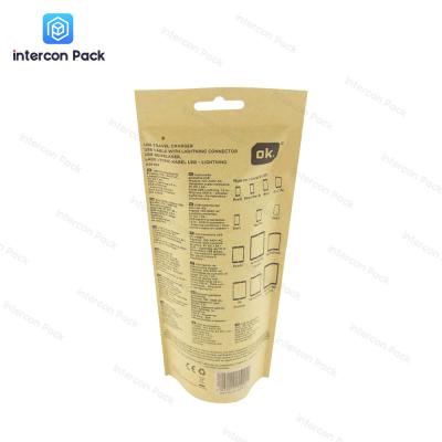 Cina borsa risigillabile dello zip della carta kraft di dimensioni multiple marroni del sacchetto per i prodotti elettronici con la chiara finestra MOQ basso in vendita