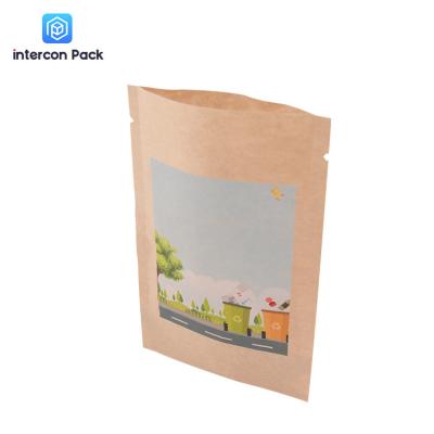 China Digital Printing Kraft Paper Poly Bag Customized Logo With Plastic Window for sale