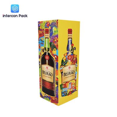 Cina colore opaco del film CMYK del PE della singola di vino di pollice di 4.76x 4.76x16.65 scatola di cartone della bottiglia in vendita