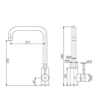 Cina Rubinetto di acqua filtrato cucina ad angolo del rubinetto IPX5 SUS304 del lavandino della maniglia del becco singola in vendita