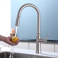 China HOMEKA Smart Touch Kitchen Faucet Pull Down Dual Function Spray Head Stainless Steel for sale