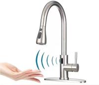 China Motion Activated Pull Down Kitchen Faucet 3.33L/min Stainless Steel Sensor Faucet for sale