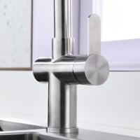 China Brushed Nickel Single Hole Pull Out Kitchen Faucet 18/10 Stainless Steel Dual Function Sprayhead for sale