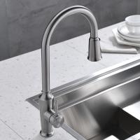 China Gooseneck Pull Down Kitchen Faucet 3 Mode Sprayhead Single Hole Deck Mounted 18/10 Stainless Steel 2073 for sale