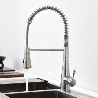 China Deck Mounted Spring Coil Kitchen Faucet Retractable Pull Down 35mm Ceramic Cartridge for sale