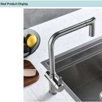 China Angled Spout Pull Out Mixer Tap 18/10 Stainless Steel Deck Mounted Kitchen Faucet with Dual Function Sprayer for sale
