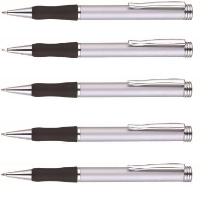 China rubber grip twist style metal promotional pen,silver barrel and chromed tip for sale