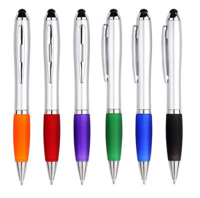China chromed promotional pen, pen with touch tip on the top,screen touch pen for sale