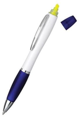 China cheap plastic highlighter ball pen,two use pen, highlighter + ball pen for sale