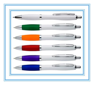 China white curvy plastic contour ball pen for gift promotion for sale