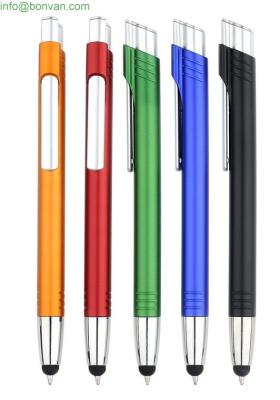 China 2015 novel style click plastic pen with touch tip,promotional ball pen for sale