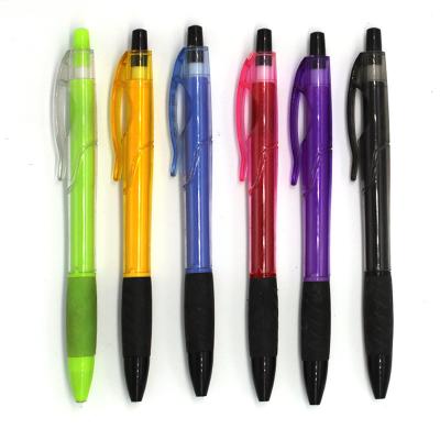 China advertising use click grip ballpoint pen,simple clear body promotional plastic ballpen for sale