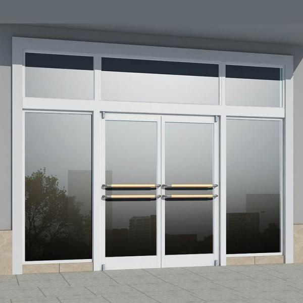 Quality Commercial Double Glazed Aluminium Storefront Single Glass French Door for sale
