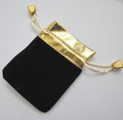 China 10 Jewelry Pouches - Gold Top Black Velvet Pouches Jewelry Bags for sale