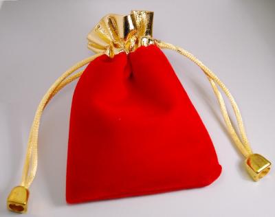 China 50 jewelry pouches - Gold top velvet pouches, jewelry bags, red color, 10cmX8cm for sale