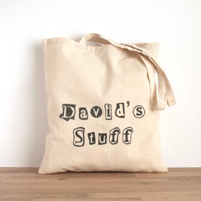 China Personalised bag with newspaper cutout font - cotton hand printed bag - shopping bag, libr for sale