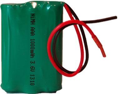 China Rechargeable NiMH AAA 3.6V 1000mAh Battery Pack with Green PVC and Leading Wires for sale
