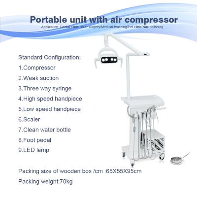 Cina Dental Tray LED Lamp Operate Portable Dental Unit With Air Compressor in vendita