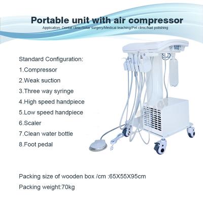 Cina 540W Foot Switch Dental Unit With Air Compressor Suction Three Way Syringe Handpiece Scaler in vendita