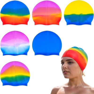 China Customized Soft Waterproof Non Slip Silicone Swim Cap for Adults and Children for sale
