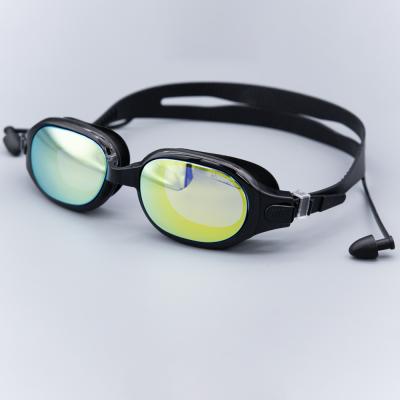 China High Definition Electroplated Swimming Goggles Female Swimming Goggles Non Leaking With Gold Lens for sale