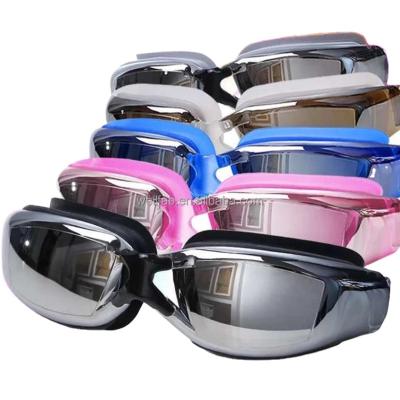 China Direct Wholesale Sales Blue PC Lens Swim Glasses Recyclable Silicone Adult Waterproof Swimming Anti-Fog Diving for sale