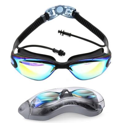 China UV Protection Anti-Fog Swimming Goggles with Easy Adjust Strap and Rainbow Plating Lenses for sale