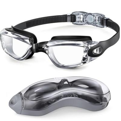 China Silver Plated Swimming Goggles with Clear Anti-Reflective Lenses and Wide View Buckles in PC Frame for sale