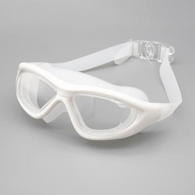 China Waterproof White Anti Fog Uv Protection Swimming Goggles Myopia Swimming Glasses for sale