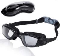 Quality Comfortable Black Adult Swimming Goggles With Integrated Silicone Nose Bridge for sale