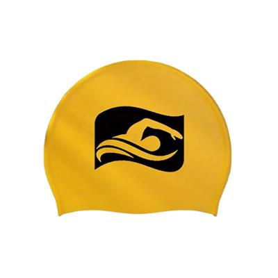 China Non Slip Elastic Fit Waterproof Swimming Cap yellow For Pool And Water Sports for sale