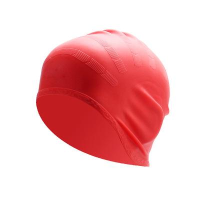 China Red Silicone Swimming Cap With Leak Proof Ear Protection Soft Non Slip Swimming Hat for sale
