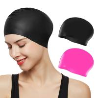 Quality Customizable Logo Silicone Swimming Cap For Long Hair Non Slip Design For for sale